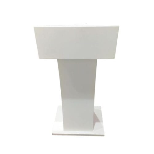 White Wooden podium for rent in Dubai And Abu Dhabi | Qureshi Events