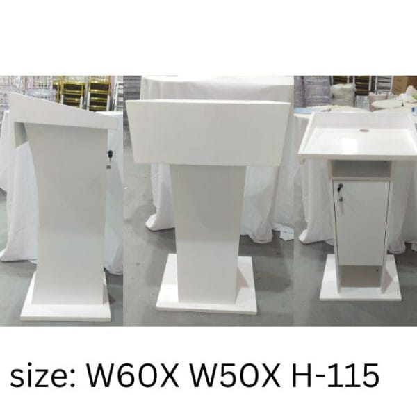 White Wooden podium for rent in Dubai And Abu Dhabi | Qureshi Events